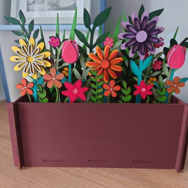 DIY 3D Layered MDF Flower Pot, Make Your Own Flower Pot, Flower Window ...