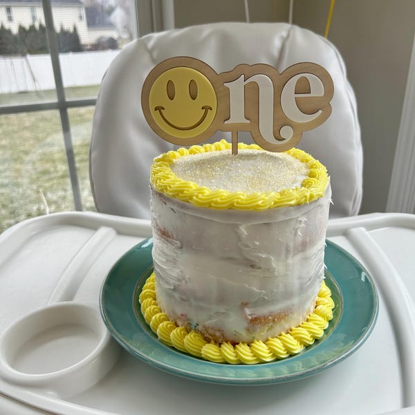 Smiley One Cake Topper, First Birthday, Smiley Faces, One Happy Dude ...