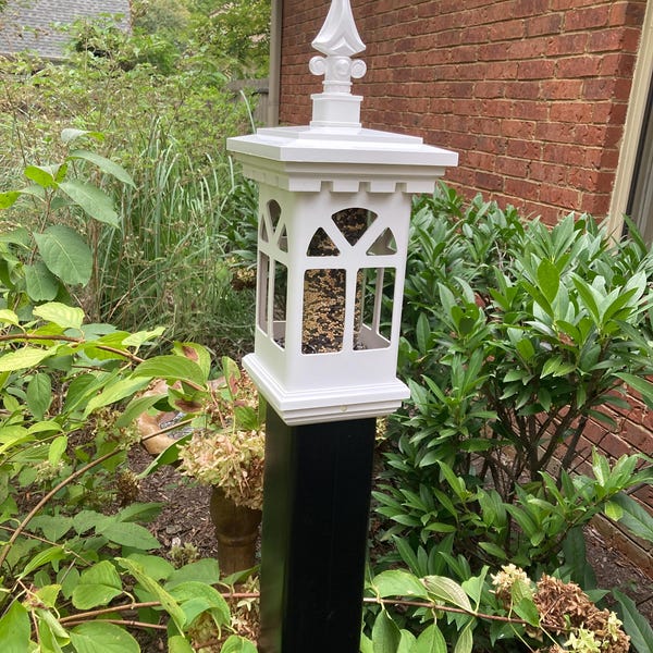 Birdhouse PVC 5inch Post Mount Nesting Box, Weatherable Thatch Style ...