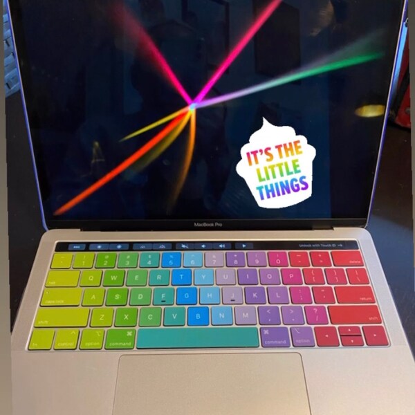 Vibrant Rainbow Mosaic Keys Sticker for MacBook Keyboard | Colorful ...