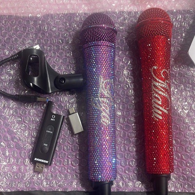 FULL Purple Bling Wireless Microphone With Name, Genuine Swarovski ...