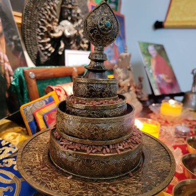 Sanskrit om Symbol, Hindu 'OM' Symbol, Inlaid Coral & Turquoise on Wood ...