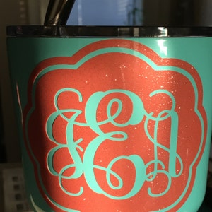 Glitter Fancy Monogram Decal YETI Tumbler Decal Elegant - Etsy