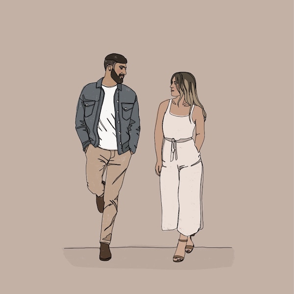Custom Hand Drawn Illustration of TWO - Etsy