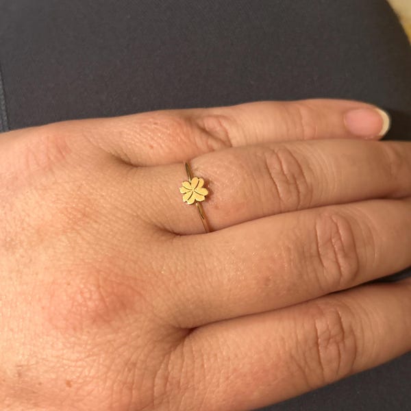 24k Gold Filled Small Four Leaf Clover Ring · St. Patricks Day Gift ...