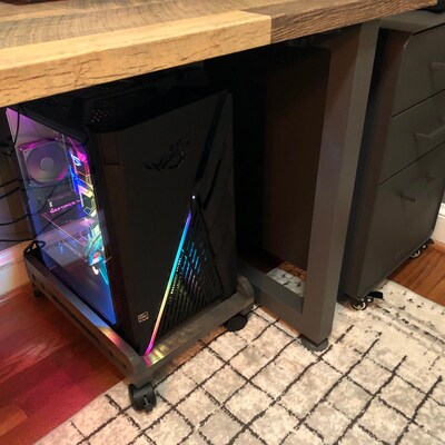 Dark Walnut Gaming PC Case Stand for Desktop Computer Tower, Geek Gifts ...