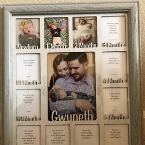Baby First Year Personalized Frame Holds Twelve 2.5 X 3.5 Newborn ...
