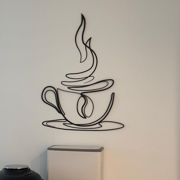 Coffee Metal Wall Decor, Line Art, Metal Wall Hangings, Home Decoration ...