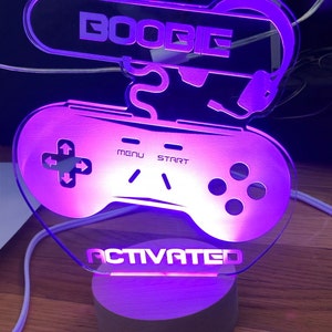 Gamer LED Night Light, Personalized Kid's Room Video Game Controller W ...