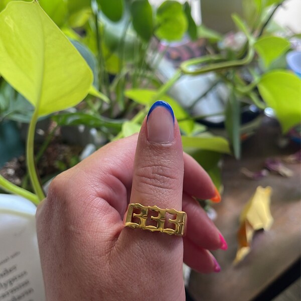 Year Ring , Date Ring , Dainty Number Ring , Date Signet Ring , Old ...