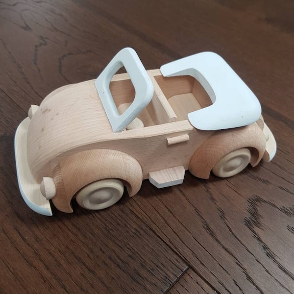 Handmade Beechwood Convertible Toy Car Custom Colors, Classic Playroom ...