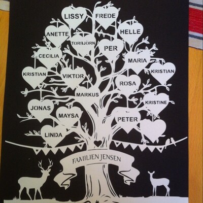 Family Tree Papercut // Personalised Papercutting A4 or A3 - Etsy UK