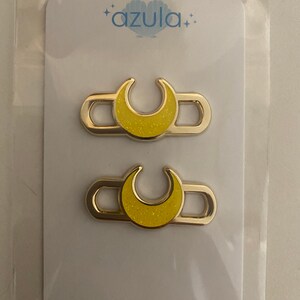 YELLOW MOON Shoe Lace Charm Lace Locks Kawaii Glitter Crescent Moon ...