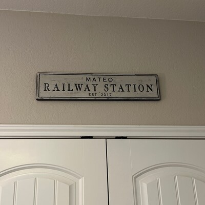 Custom Railway Station Wood Sign Hand Made Wooden Antique Train Decor ...
