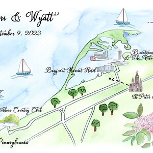Custom Watercolor Wedding Mapwedding Map Save the - Etsy