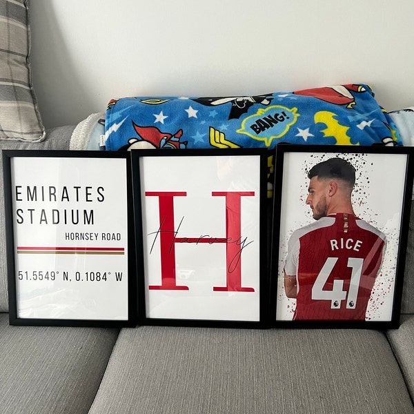 Set of Three Personalised Arsenal Wall Prints | Football Prints | - Etsy UK
