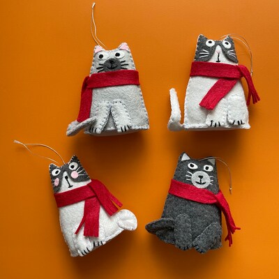DIY Felt Cats PDF Step by Step Sewing Pattern Christmas Ornament Felt ...