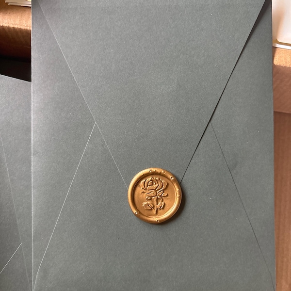 WEDDING INVITE SET, Gold Foil Invitation, Wax Seal, Modern Look Eye ...