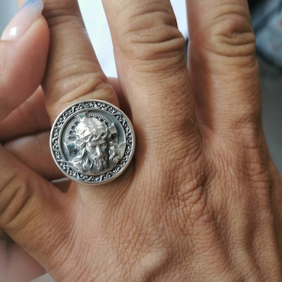 Jesus Christ Ring Sterling Silver .925 Cross God Head Jewellery ...