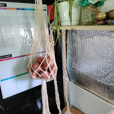 Macrame Fruit & Veggie Hangers Kitchen Storage Produce Holder Bohemian ...