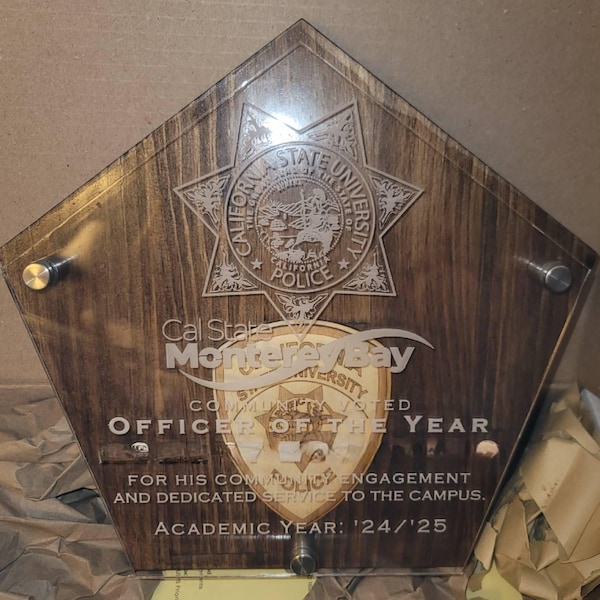 Commemorative Acrylic Engraved Wood Plaque | Promotional Gift | Police ...