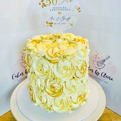 Personalised Anniversary Cake Topper, Golden Anniversary Cake Topper ...