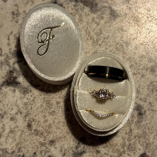 Custom Velvet Ring Box White | Custom Wedding Ring Box, Triple Slot ...