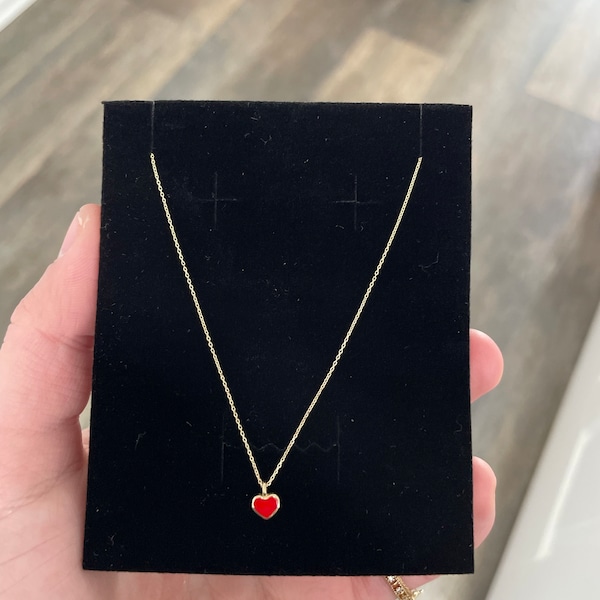 14k Solid Gold Preppy Heart Necklace, Minimalist Heart Necklace ...