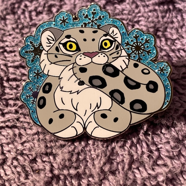 Snow Leopard Hard Enamel Pin - Chonky Snow Leopard - Etsy