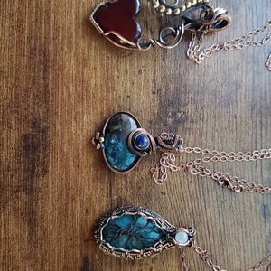 Red Fire Labradorite Pendant Copper Wire Wrapped Pendant Gemstone ...