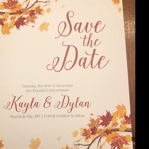 Autumn Save the Date Cards, Fall Save the Date Postcards, Leaves ...