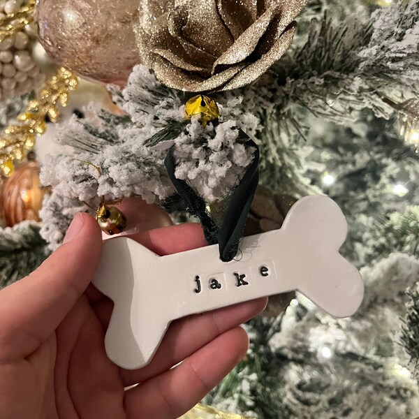Personalised Dog Bone Clay Tree Decoration, Pet Christmas Decoration ...
