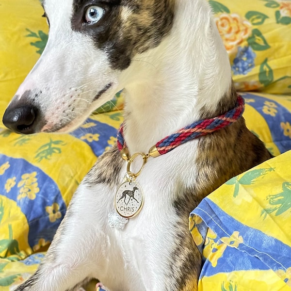 Personalized Dog Tag Engraved With Name and a Whippet Silhouette in a ...