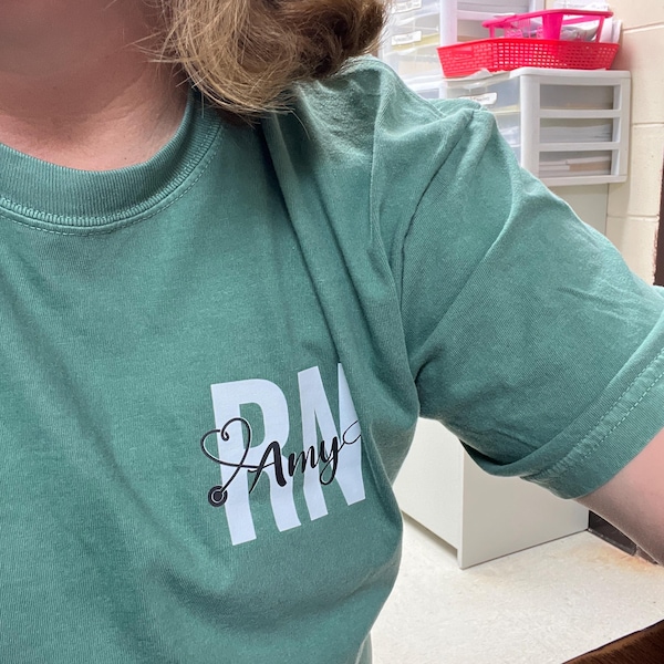 Custom Registered Nurse Comfort Colors® T-shirt, Personalized Name ...