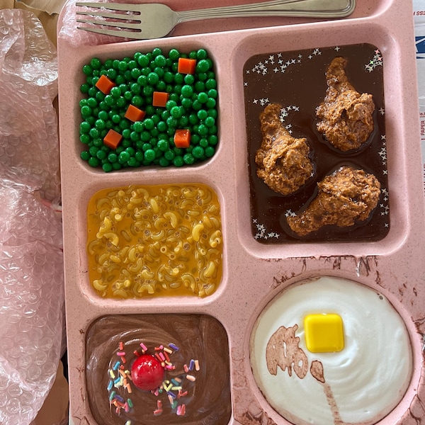 Retro School Lunch Wall Sculpture /pop Art/ Kitschy/ Glitter/ Fake Food ...