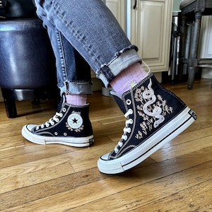Custom Embroidered Converse High Tops Chuck Taylor 1970s/ Embroidered ...