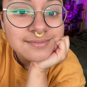 Wide Yellow Septum Ring Satin Finish Nose Ring Yellow Gold Dipped ...