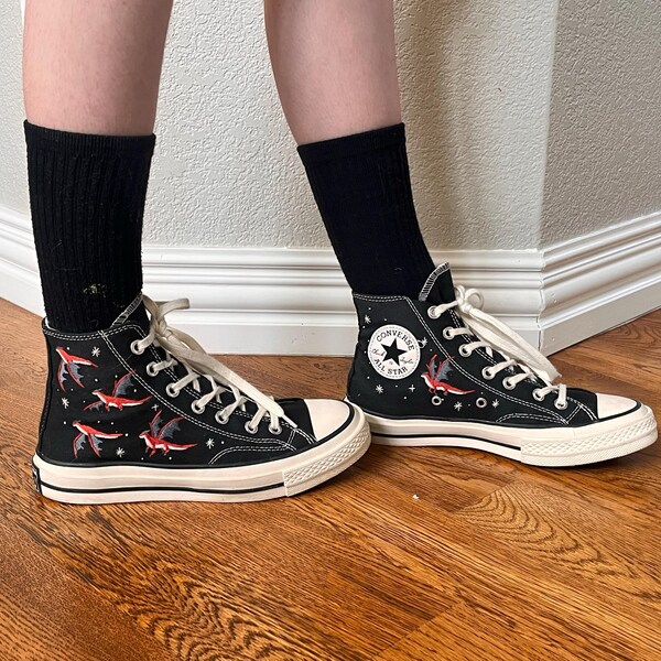 Embroidered Converse High Tops Chuck Taylor, Dragon Embroidered ...