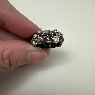 Skull Sterling Silver Solid .925 Hand Made 4 Scull Scrolls Ring With ...