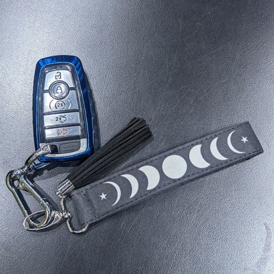 Moon Keychain Wristlet Moon Phase Key Fob Witchy Things Moon Lanyard ...