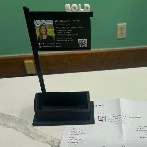 Real Estate SOLD Sign Business Card Holder Upright - Etsy