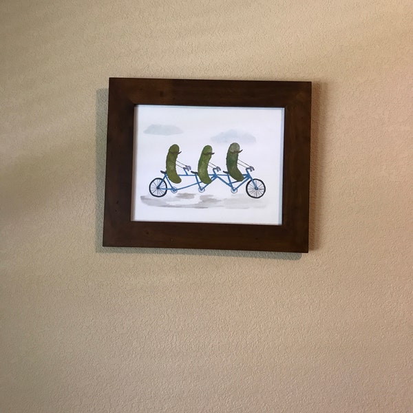 Whimsical Pickles on a Bicycle Built for Three Watercolor Art Print - Etsy