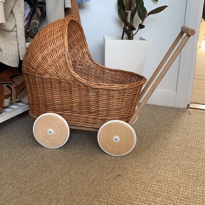 WICKER PRAM, Doll Pram Wicker Doll Pram With Bedding Included, Pram Toy ...