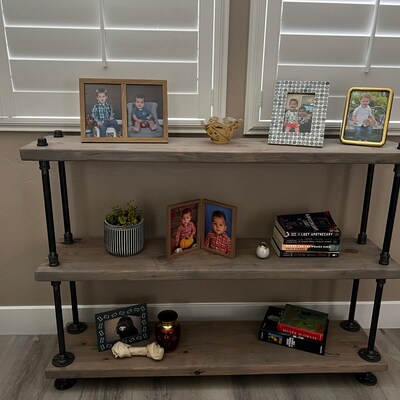 Steampunk Book Shelf, Industrial Bookcase, Wooden Book Case, Wooden ...