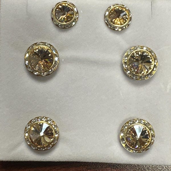 25 Colors Crystal Button Covers, Faux Cuff Links, Silver or Gold Finish ...