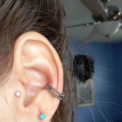 Triple Stack Conch Clicker Double Beads With Smooth G23 - Etsy