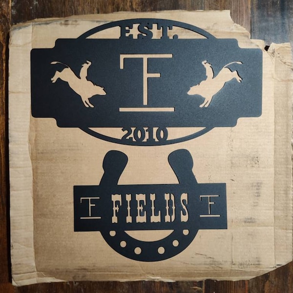 Personalized Metal Monogram Address Sign, Name Metal Sign, Metal Name ...