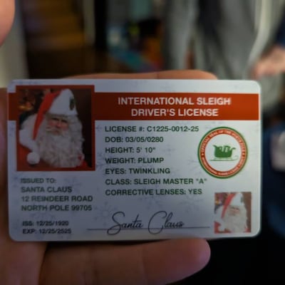 Santa Driver's License, Christmas Gift for Kids, Santa Claus Ornament ...