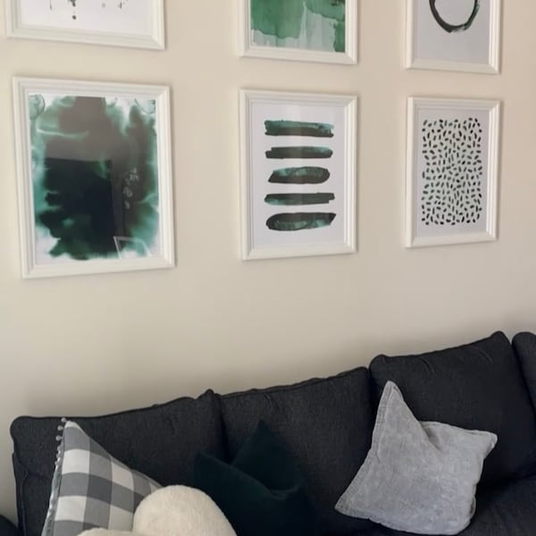 Large Wall Art Emerald Green Abstract Watercolor Paintings Minimalist ...