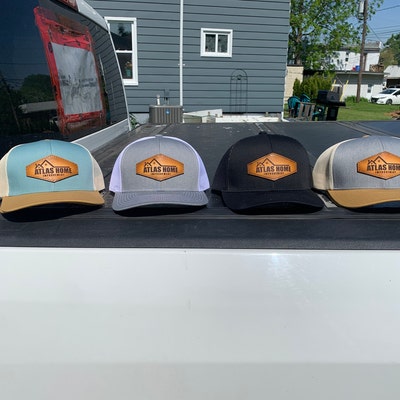 Custom Leather Patch Baseball Hats Sewn on Hand Finished Leather Custom ...